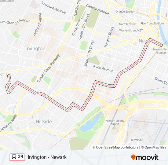 39 Route: Schedules, Stops & Maps - Newark Penn Station (Updated)