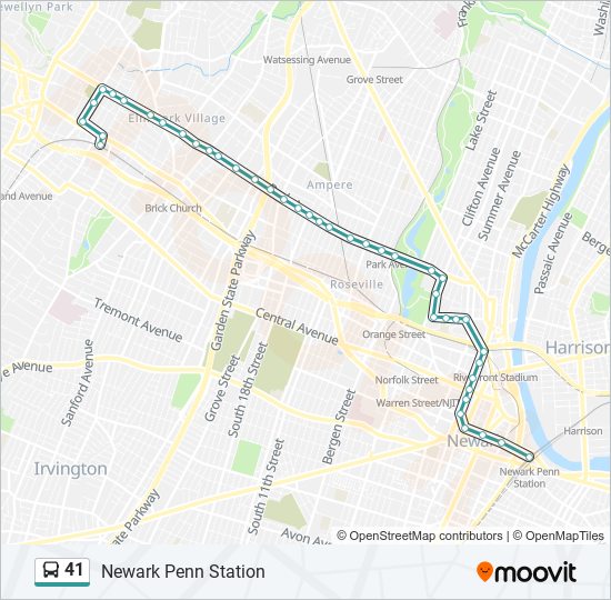 41 Route: Schedules, Stops & Maps - Newark Penn Station (Updated)