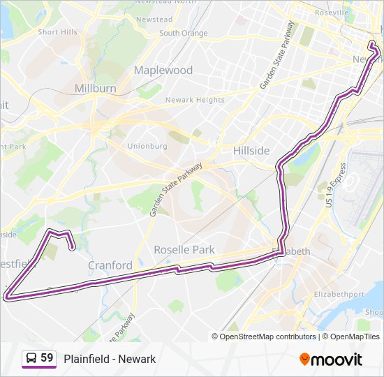 59 Route: Schedules, Stops & Maps - Newark H. Tubman Pk (Updated)