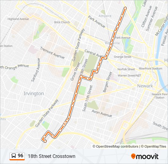 96 Route: Schedules, Stops & Maps - Crosstown Newark Chancellor ...