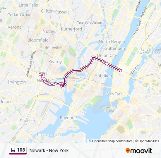 108 Route: Schedules, Stops & Maps - Newark (Updated)