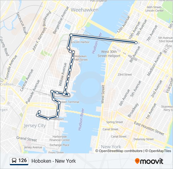 126 Route: Schedules, Stops & Maps - Hamilton Pk Via Hoboken (Updated)