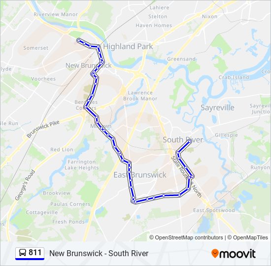811 Route: Schedules, Stops & Maps - South River (Updated)