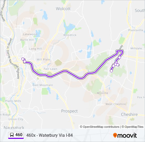 460 Route: Schedules, Stops & Maps - 460x - Waterbury Via I-84 (Updated)