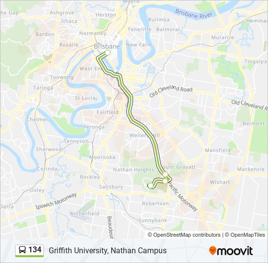 134 Route: Schedules, Stops & Maps - Griffith University, Nathan Campus ...