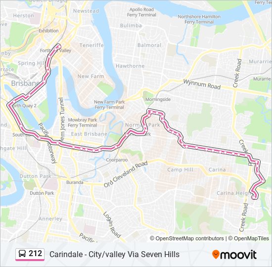 212 Route: Schedules, Stops & Maps - Fortitude Valley, Ballow St (Updated)