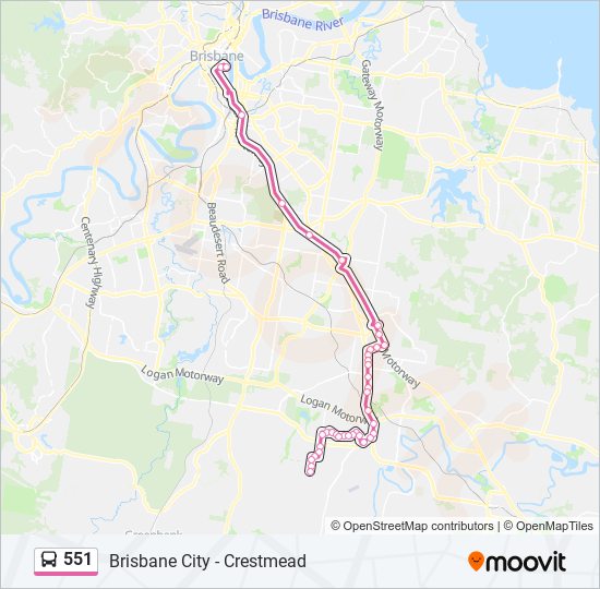 551 Route: Schedules, Stops & Maps - Brisbane City (Updated)