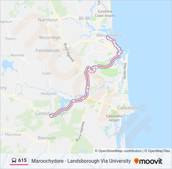 615 Route: Schedules, Stops & Maps - Landsborough Station (Updated)