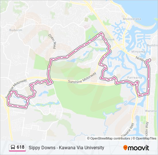 618 Route: Schedules, Stops & Maps - Sippy Downs, Edgewater Pl (Updated)