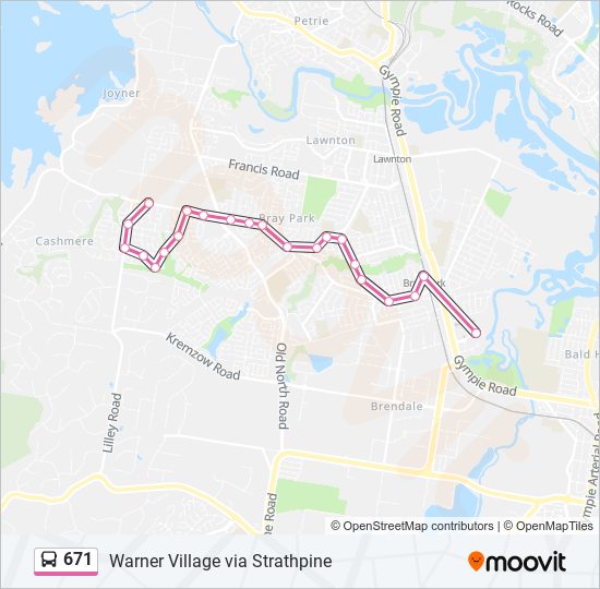 671 Route: Schedules, Stops & Maps - Warner Village via Strathpine ...