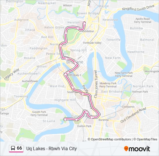 66 Route: Schedules, Stops & Maps - Rbwh-Uq Loop (Updated)