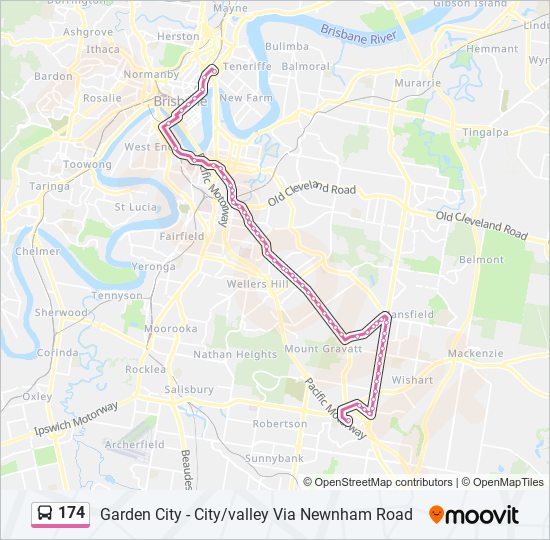 174 Route: Schedules, Stops & Maps - Fortitude Valley, Warner St (Updated)
