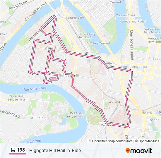198 Route: Schedules, Stops & Maps - South Brisbane, Mollison St (Updated)