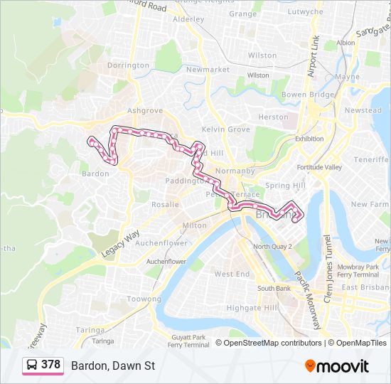378 Route: Schedules, Stops & Maps - Bardon, Dawn St (Updated)