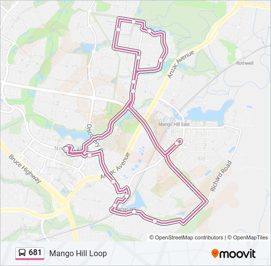 681 Route: Schedules, Stops & Maps - Mango Hill Loop (Updated)