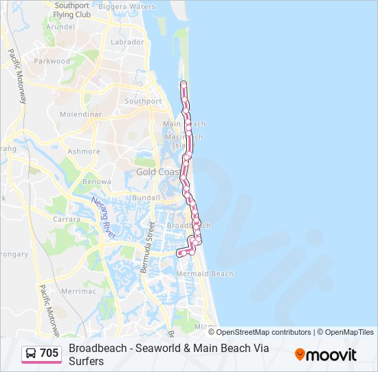 705 Route: Schedules, Stops & Maps - Broadbeach South Station (Updated)