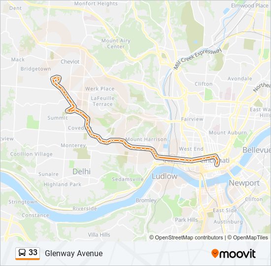 33 Route: Schedules, Stops & Maps - 33 Western Hills Via Ferguson (Updated)