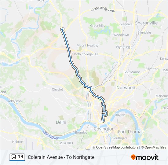19 Route: Schedules, Stops & Maps - 19 Colerain - Northgate (Updated)