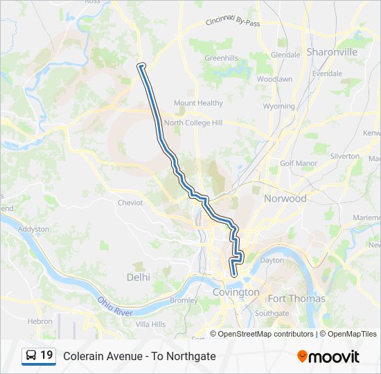 19 Route: Schedules, Stops & Maps - Colerain Avenue - To Mt. Airy (Updated)