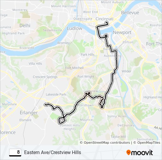 8 Route: Schedules, Stops & Maps - Cincinnati (Updated)