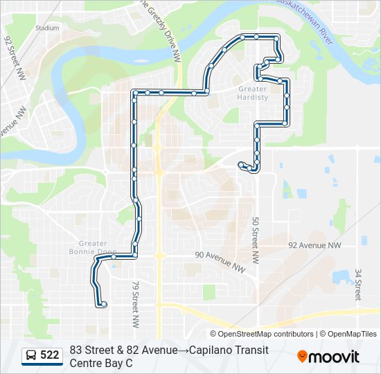 522 Route: Schedules, Stops & Maps - 83 Street & 82 Avenue‎→Capilano ...