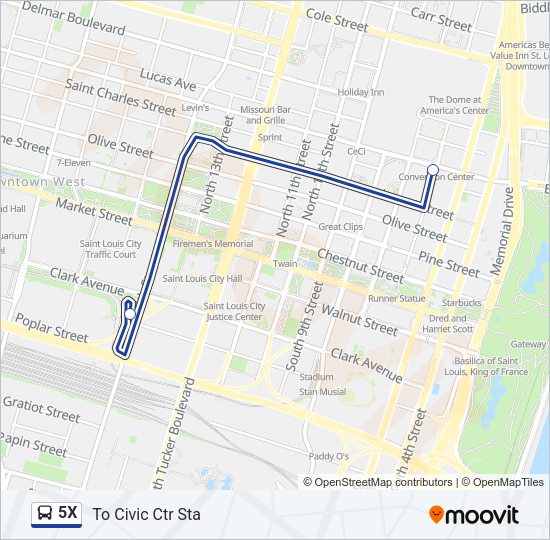 Ruta 5x: horarios, paradas y mapas - To Civic Ctr Sta (Actualizado)