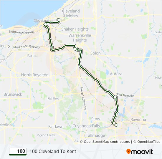 Ruta 100: horarios, paradas y mapas - 100 Cleveland To Kent (Actualizado)