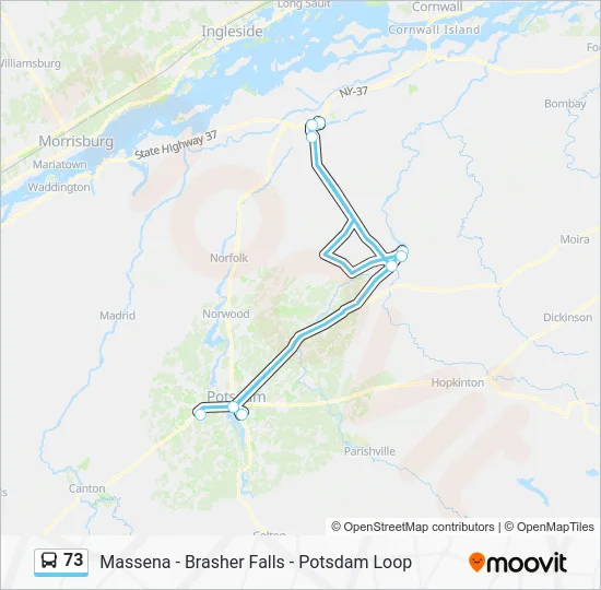 73 Route: Schedules, Stops & Maps - Massena - Brasher Falls - Potsdam ...