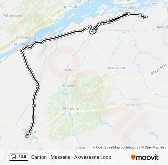 Ruta 70A: horarios, paradas y mapas - Canton - Massena - Akwesasne Loop ...