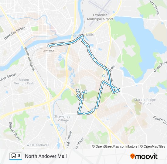3 Route: Schedules, Stops & Maps - North Andover Mall (Updated)