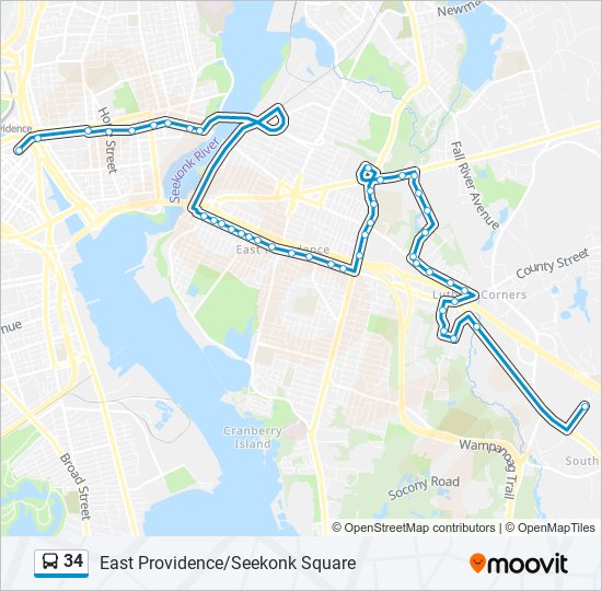 34 Route: Schedules, Stops & Maps - Seekonk Sq (Mass) Via Wampanoag ...