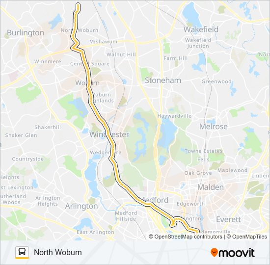 134 Route: Schedules, Stops & Maps - North Woburn (Updated)
