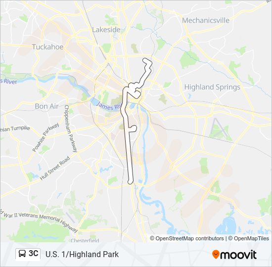 Ruta 3c: horarios, paradas y mapas - U.S. 1/Highland Park (Actualizado)