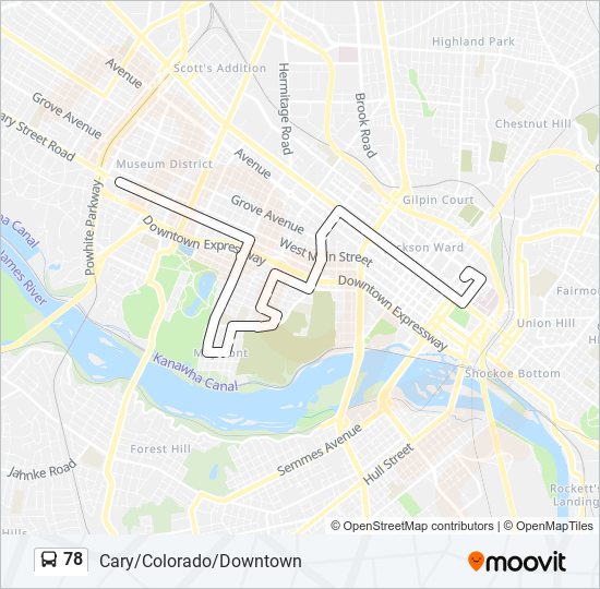 Ruta 78: horarios, paradas y mapas - Cary/Colorado/Downtown (Actualizado)