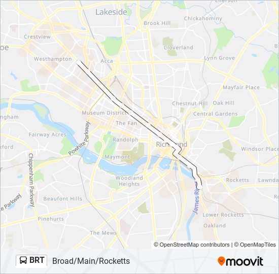 Ruta brt: horarios, paradas y mapas - Broad/Main/Rocketts (Actualizado)