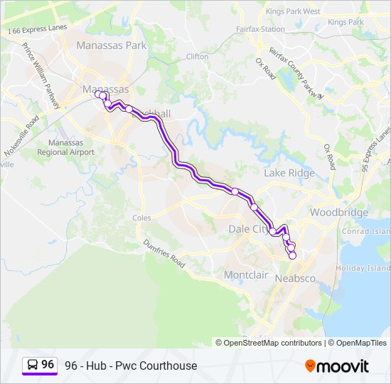 96 Route: Schedules, Stops & Maps - 96 - Hub - Pwc Courthouse (Updated)