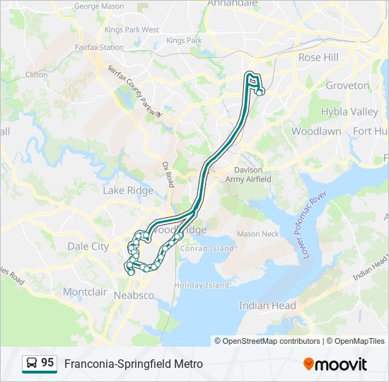 95 Route: Schedules, Stops & Maps - Franconia-Springfield Metro (Updated)