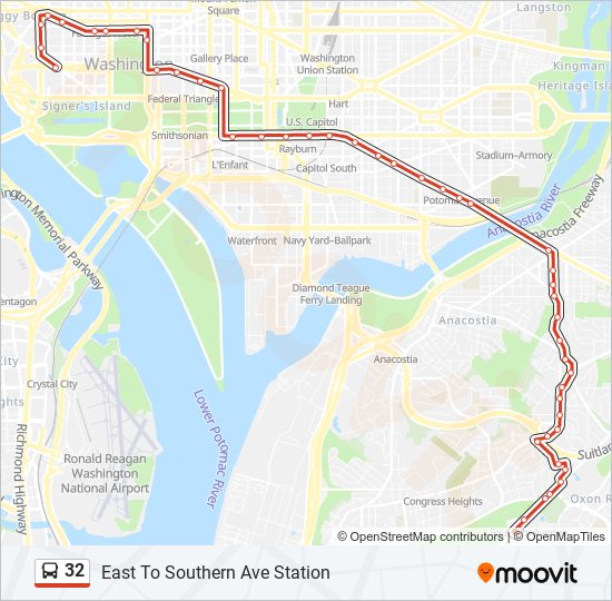 32 Route: Schedules, Stops & Maps - East To Southern Ave Station (Updated)