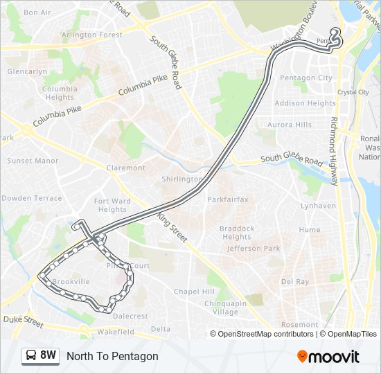 8w Route: Schedules, Stops & Maps - North To Pentagon (Updated)