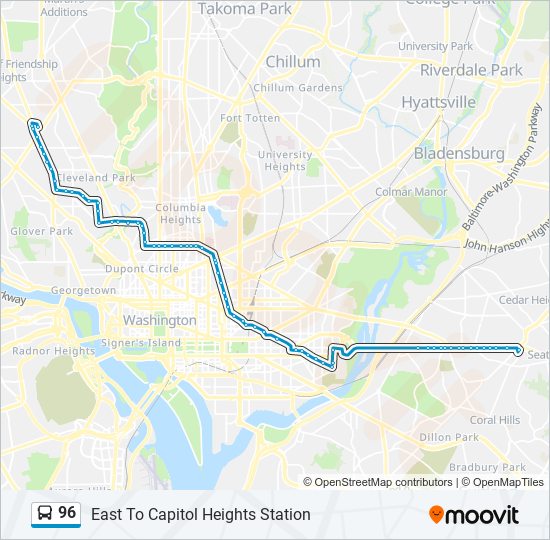 96 Route: Schedules, Stops & Maps - East To Capitol Heights Station ...
