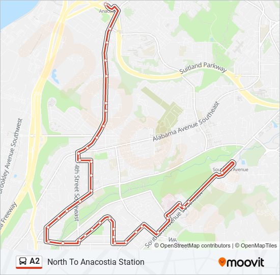 a2 Route: Schedules, Stops & Maps - North To Anacostia Station (Updated)
