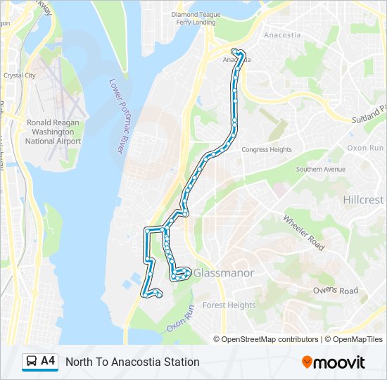 a4 Route: Schedules, Stops & Maps - North To Anacostia Station (Updated)