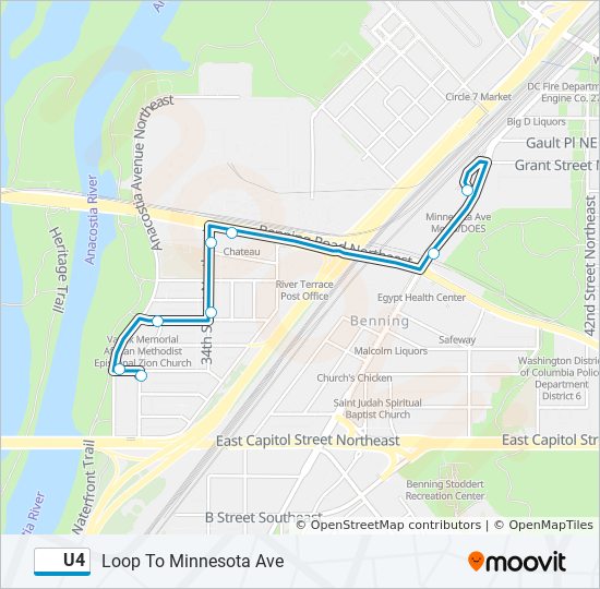 u4 Route: Schedules, Stops & Maps - East To Minnesota Ave Station (Updated)