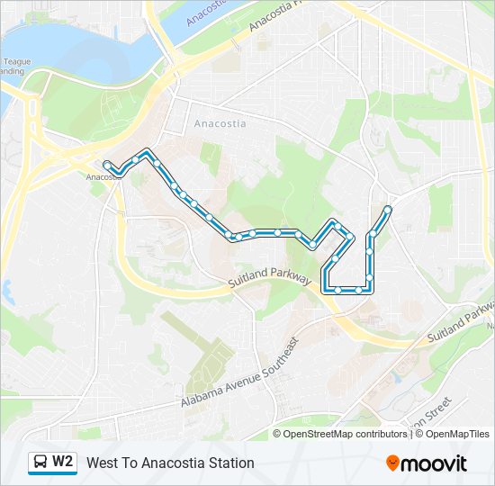 w2 Route: Schedules, Stops & Maps - West To Anacostia Station (Updated)
