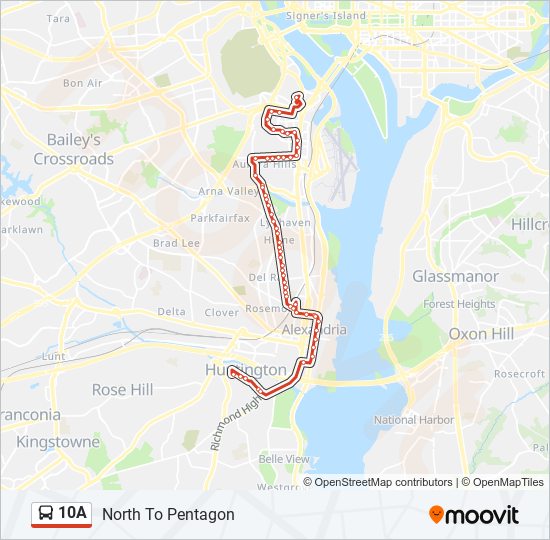 10a Route: Schedules, Stops & Maps - North To Pentagon (Updated)