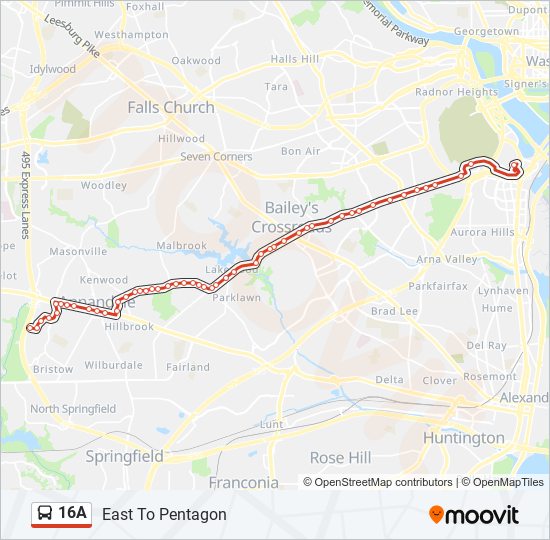 16a Route: Schedules, Stops & Maps - East To Pentagon (Updated)