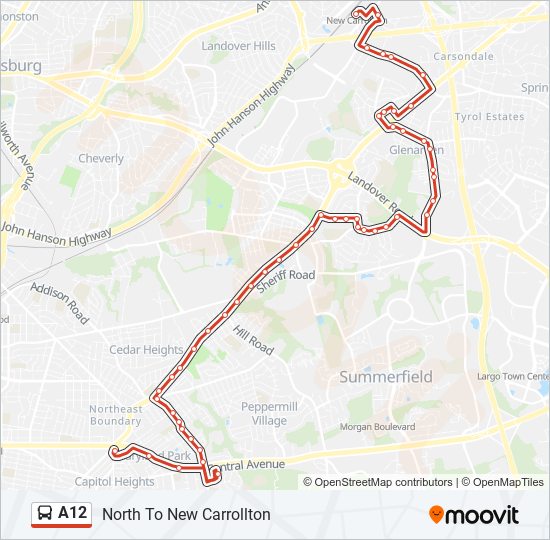 a12 Route: Schedules, Stops & Maps - North To New Carrollton (Updated)