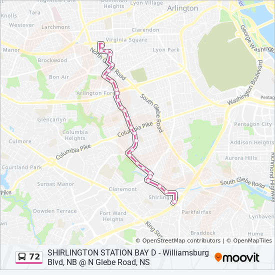 72 Route Schedules Stops Maps Ballston Metro