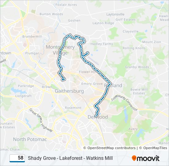 58 Route: Schedules, Stops & Maps - Shady Grove (Updated)