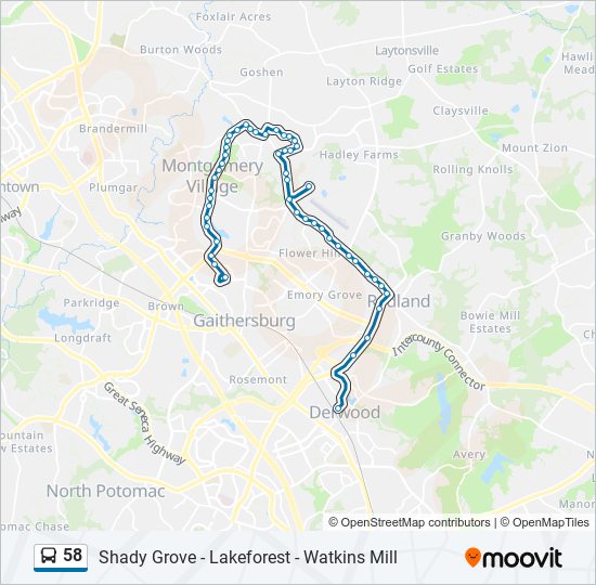 58 Route: Schedules, Stops & Maps - Shady Grove (Updated)